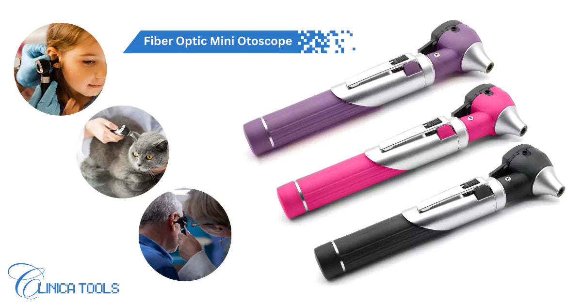 Fiber Optic Mini Otoscope – LED Ear Exam Kit with 10 Cannulas & Pouch ...